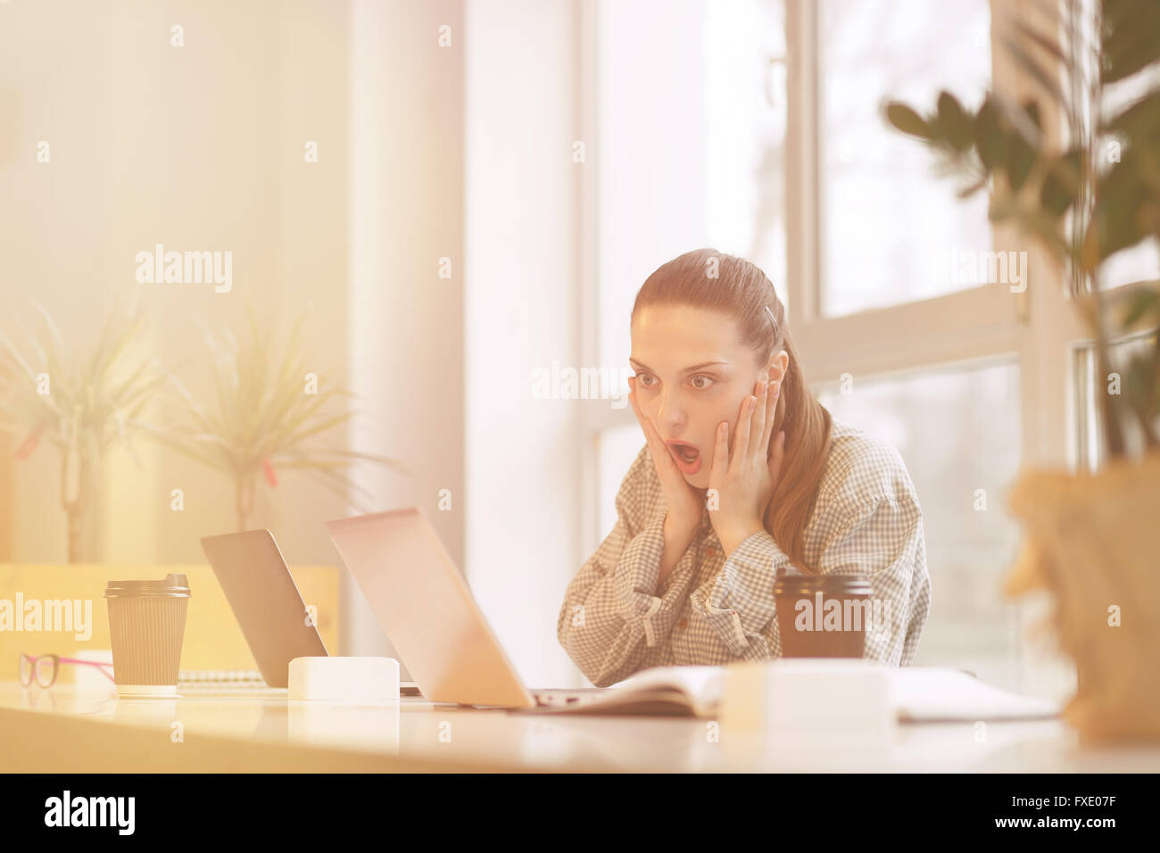 Surprised office woman hi-res stock photography and images - Alamy