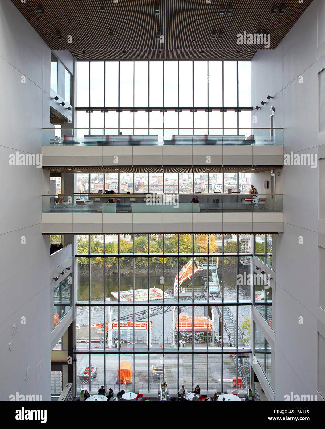 High-level interior view of main atrium space. City of Glasgow College ...