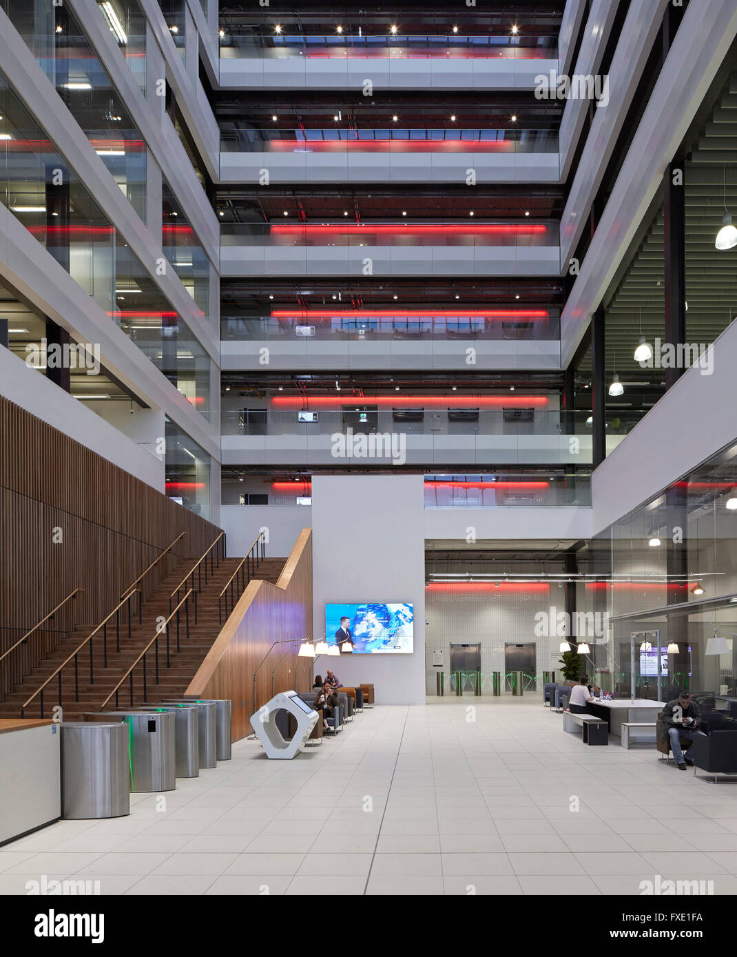 Low-level interior view of main atrium space. City of Glasgow College ...