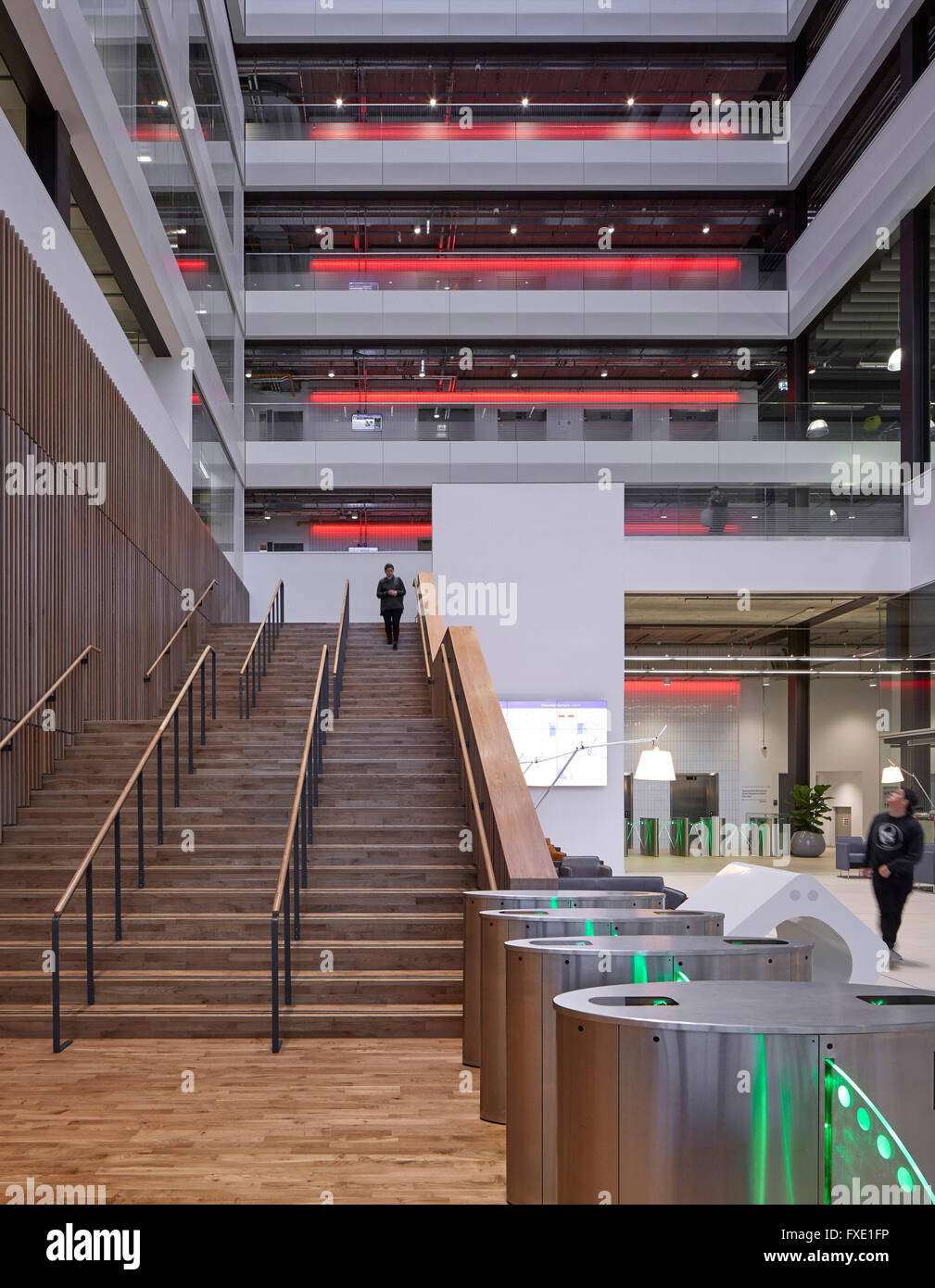 Low-level interior view of main atrium space. City of Glasgow College ...
