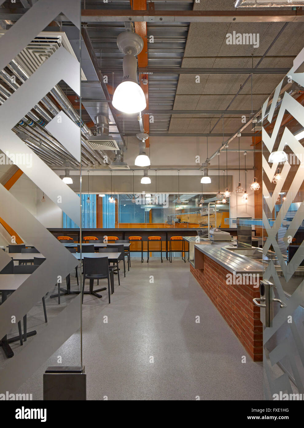 Interior view of engineering workshop cafe. City of Glasgow College ...