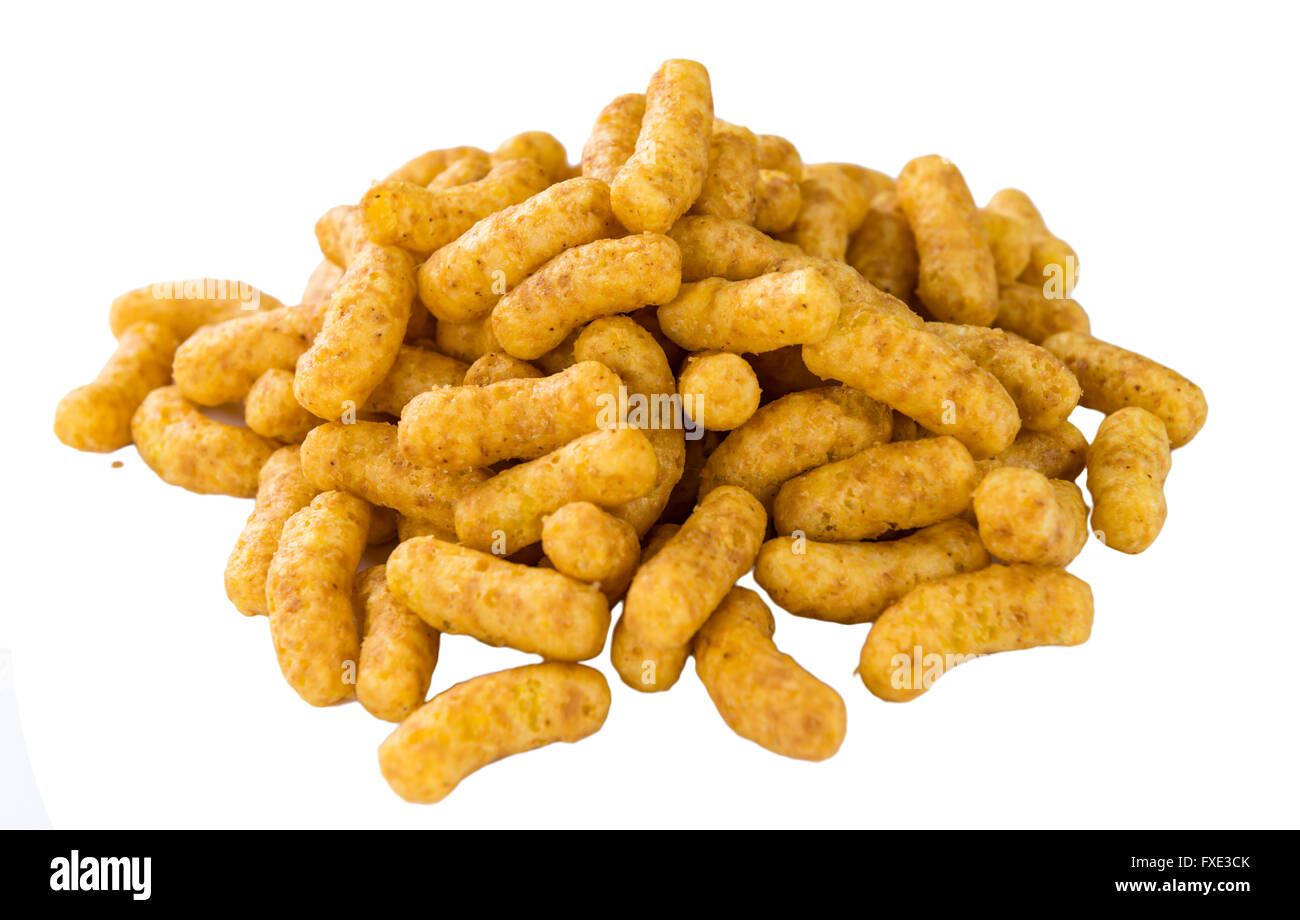 Portion of Peanut Puffs isolated on white background Stock Photo - Alamy