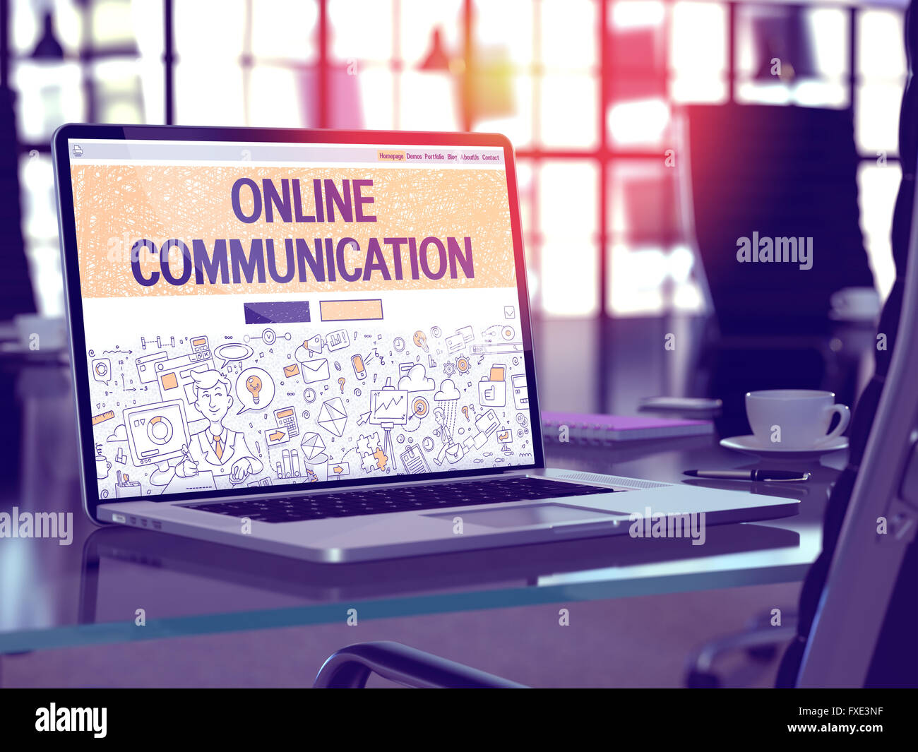 Laptop Screen with Online Communication Concept Stock Photo - Alamy