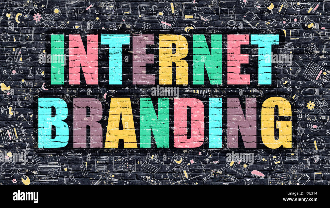 Internet Branding Concept with Doodle Design Icons Stock Photo - Alamy