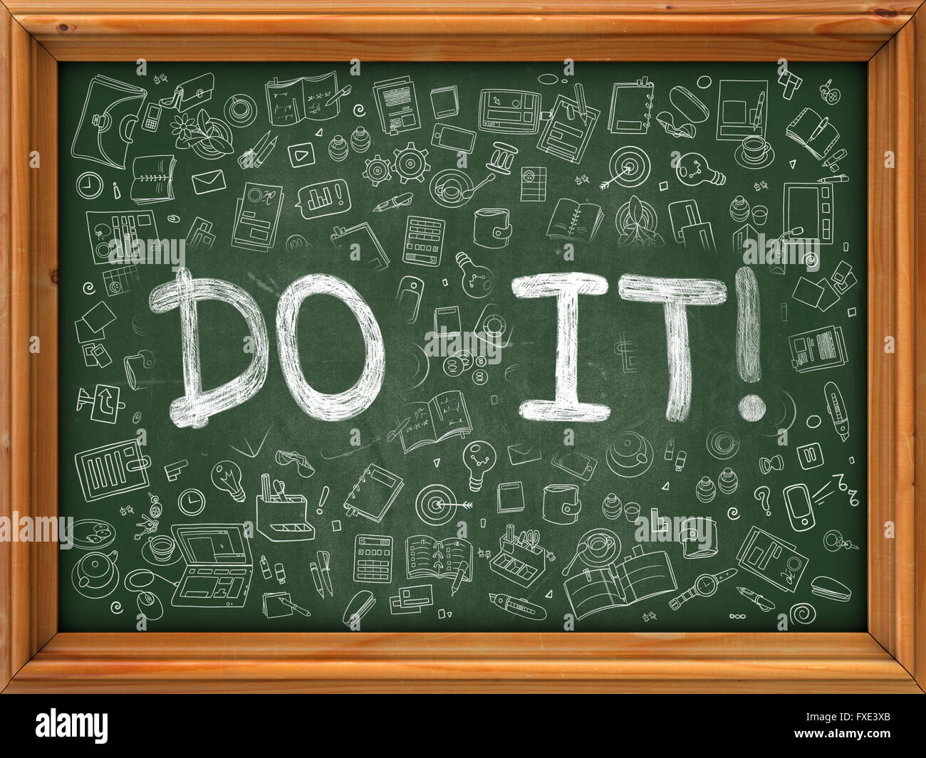 Do It Concept. Green Chalkboard with Doodle Icons Stock Photo - Alamy