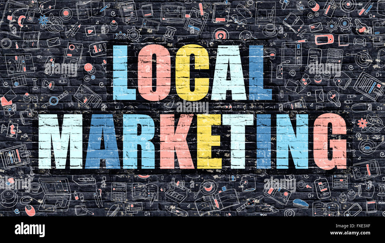 Local Marketing Concept with Doodle Design Icons Stock Photo - Alamy