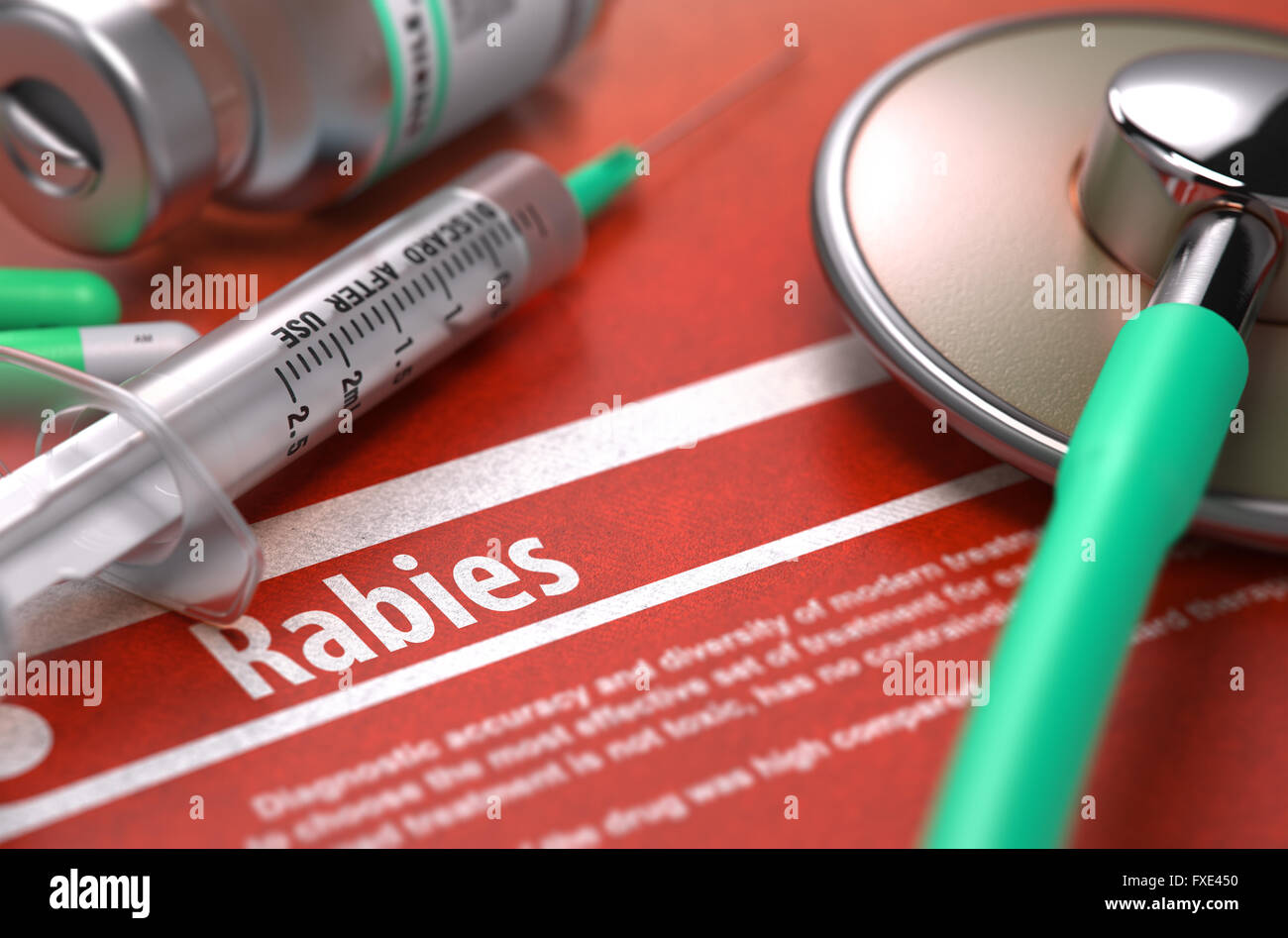 Rabies - Printed Diagnosis on Orange Background Stock Photo - Alamy