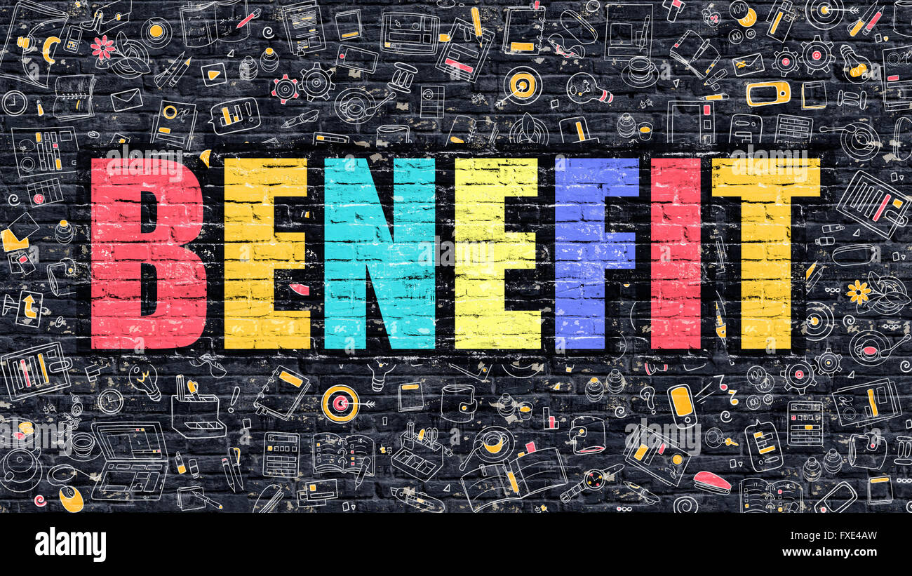 Benefit Concept with Doodle Design Icons Stock Photo - Alamy