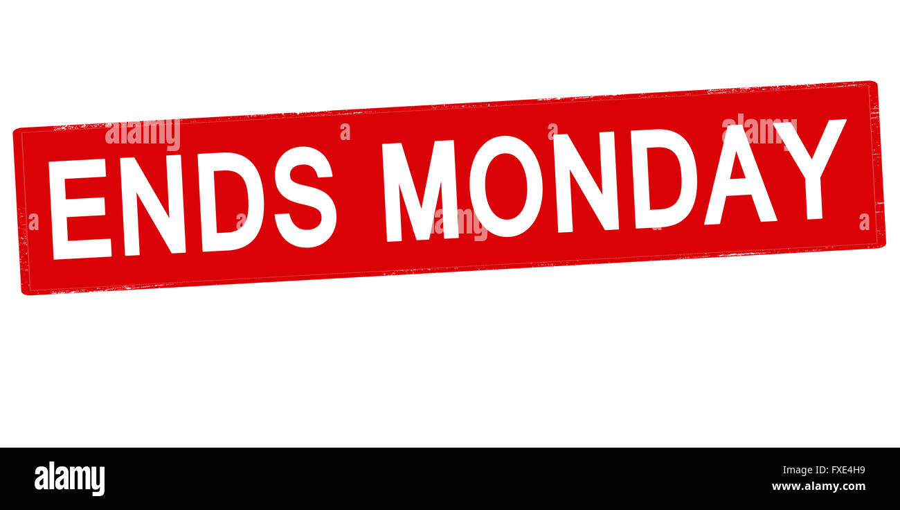 Rubber stamp with text ends Monday inside, vector illustration Stock ...