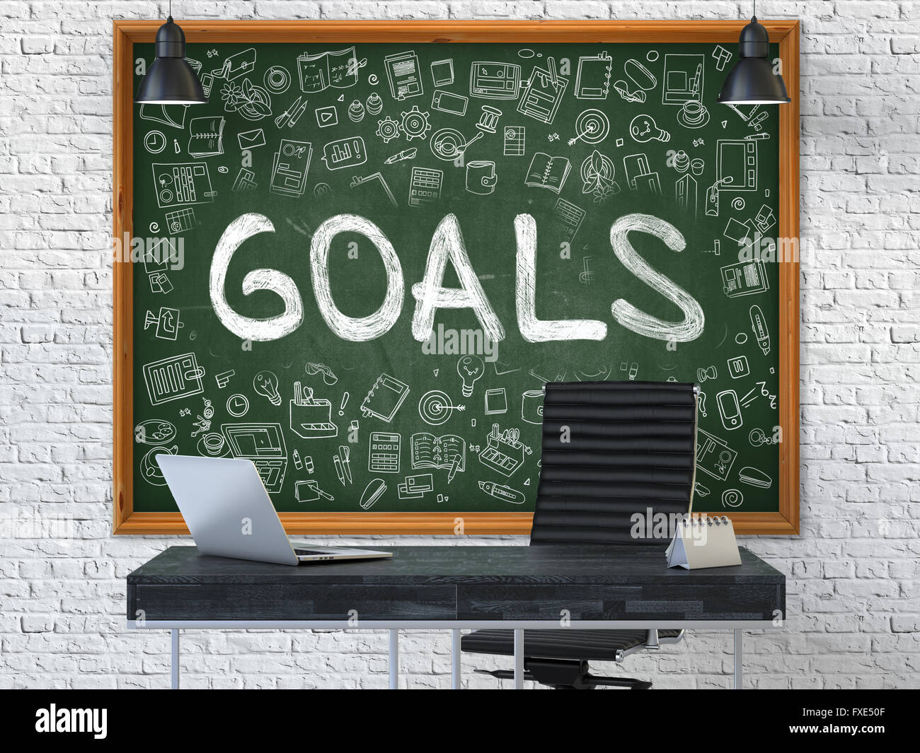 Hand Drawn Goals on Office Chalkboard Stock Photo - Alamy
