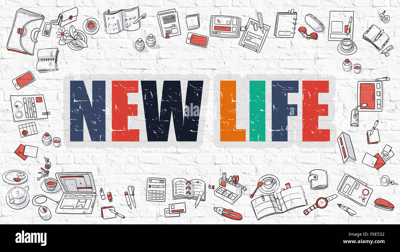 New Life in Multicolor. Doodle Design Stock Photo - Alamy
