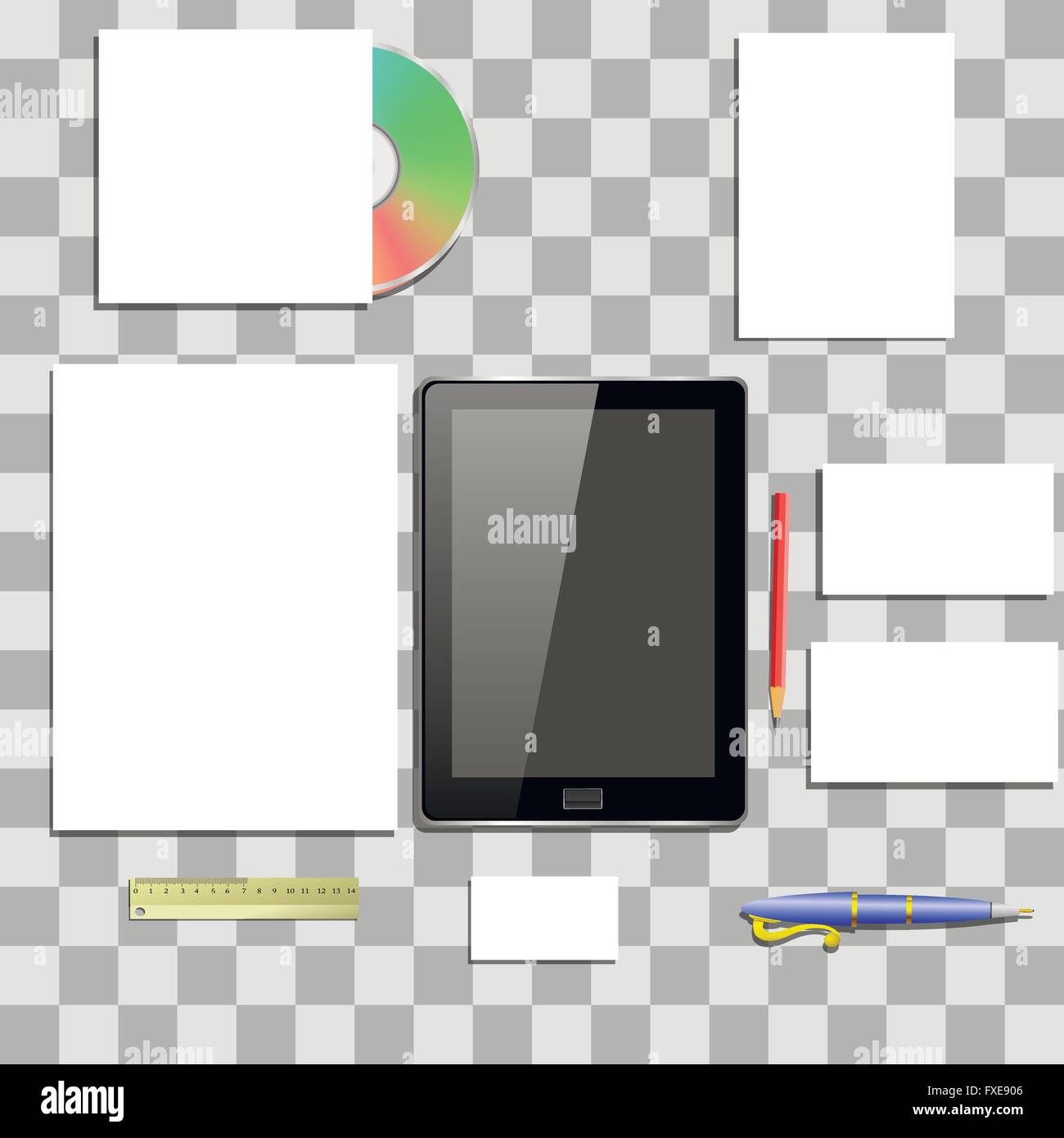 Business office desk supplies Stock Vector Images - Alamy