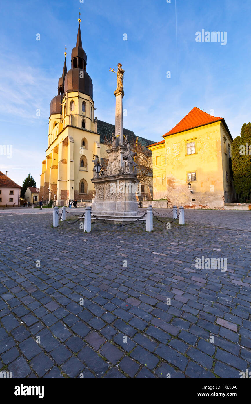 Monument and a church of saint Nicolaus in centre of Trnava, Slovakia ...