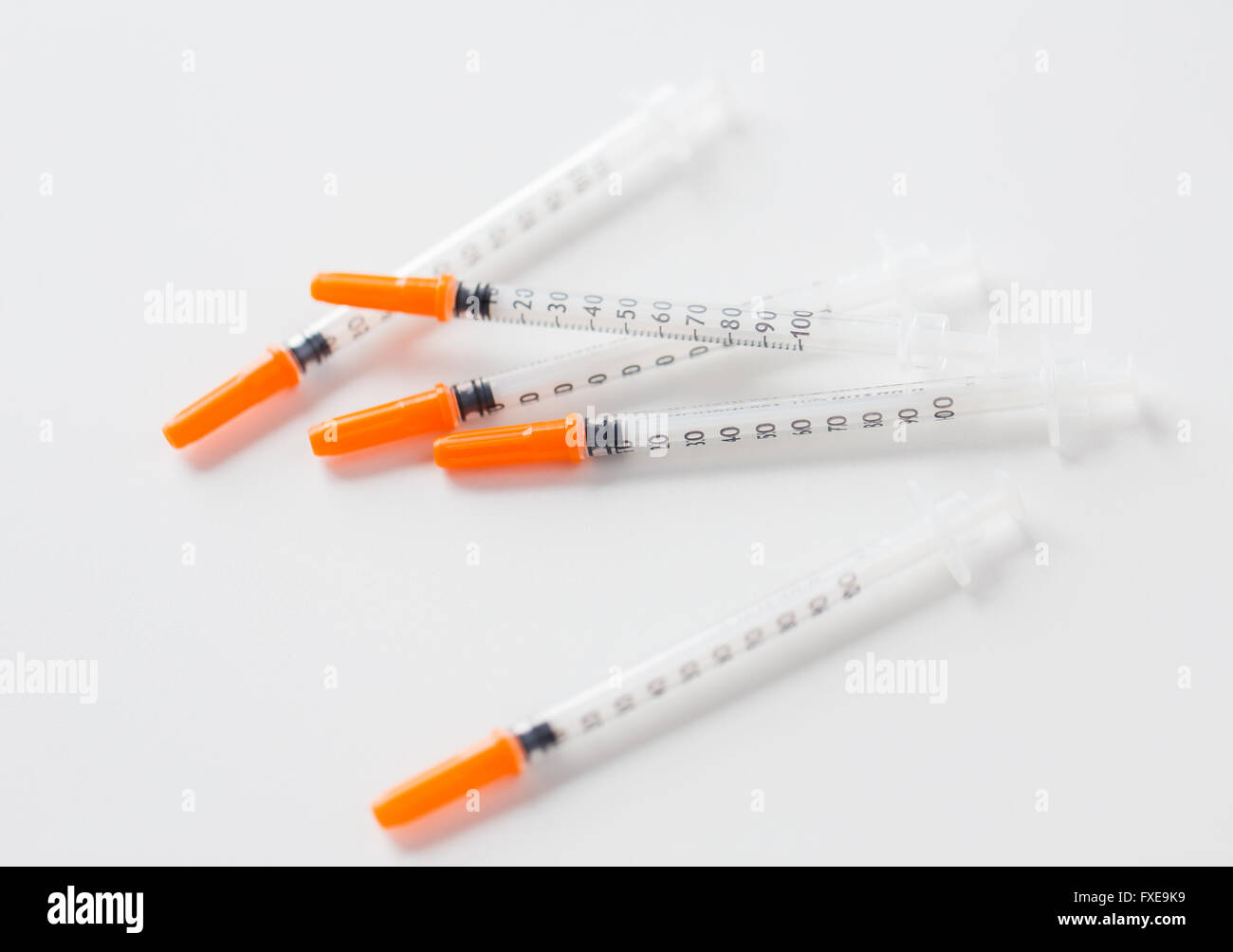 close up of insulin syringes on table Stock Photo - Alamy