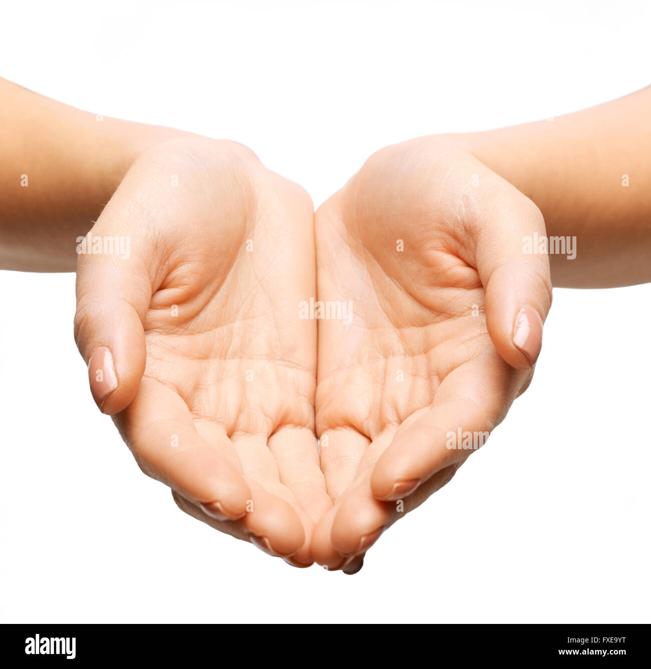 Girl holding hands up Cut Out Stock Images & Pictures - Alamy