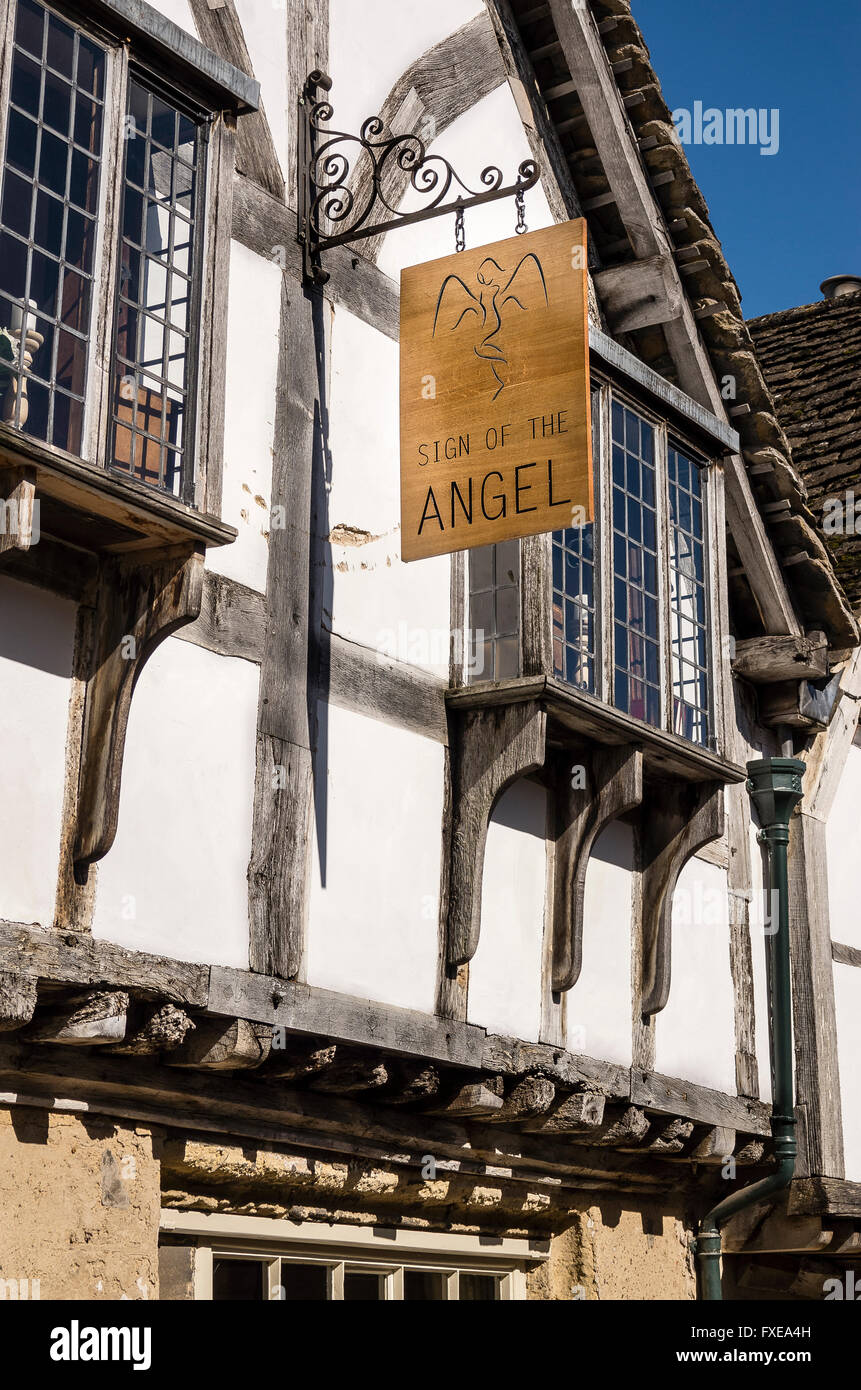 Sign of the Angel hotel and restaurant in Lacock Wiltshire UK Stock ...
