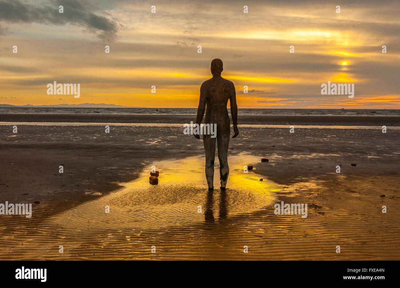 These spectacular sculptures by Antony Gormley are on Crosby beach ...