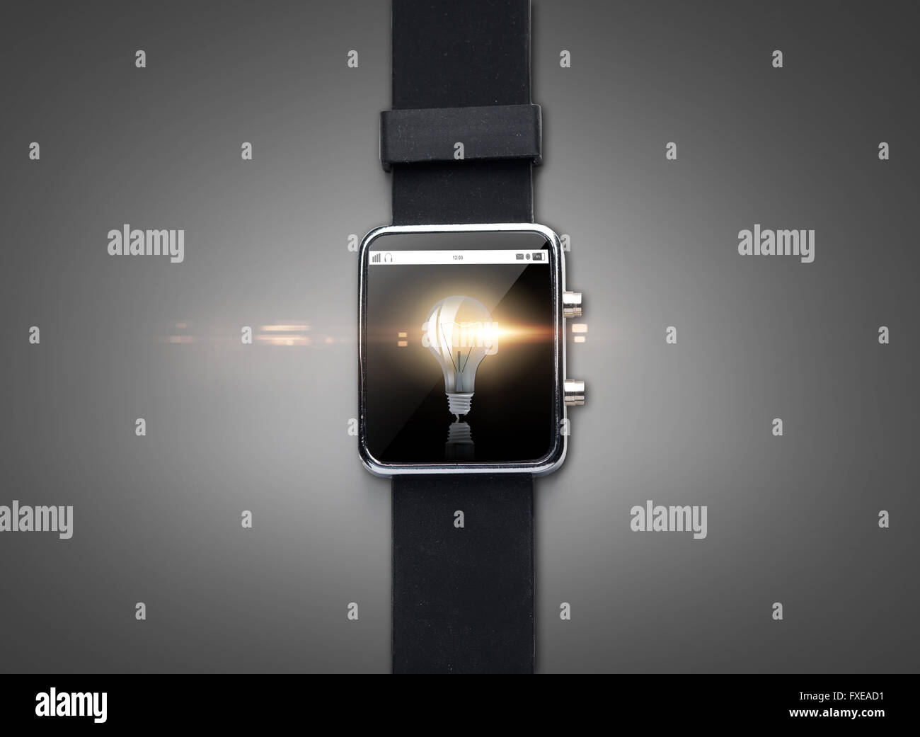 close up of smart watch with light bulb on screen Stock Photo - Alamy