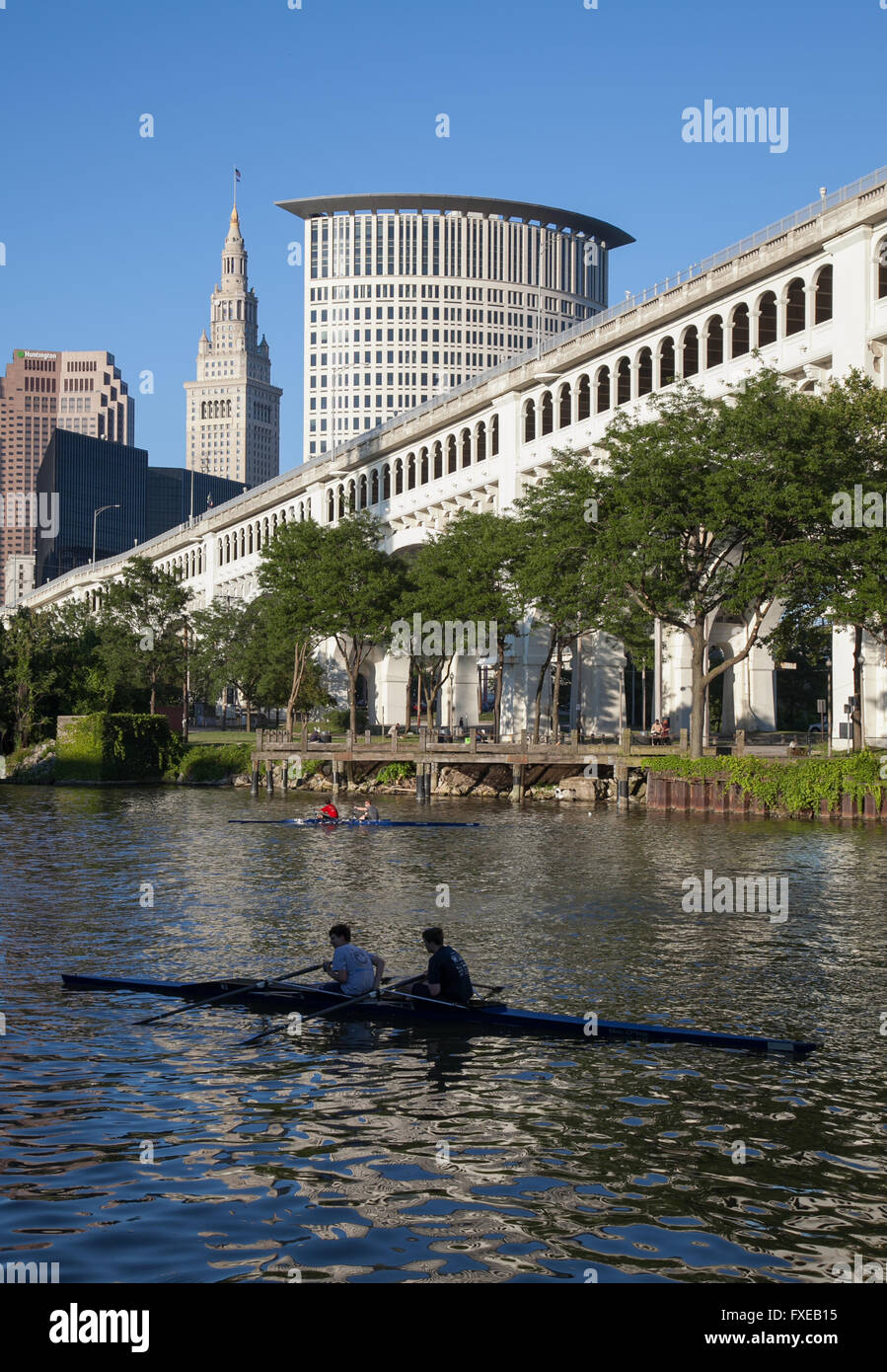 Rowing on the Cuyahoga River in Cleveland, Ohio Stock Photo - Alamy
