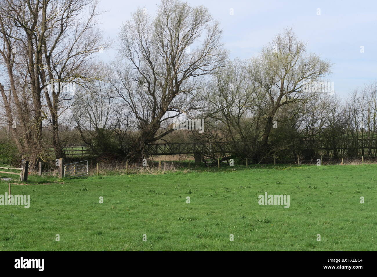 Footbridge at Sutton Gault Stock Photo - Alamy