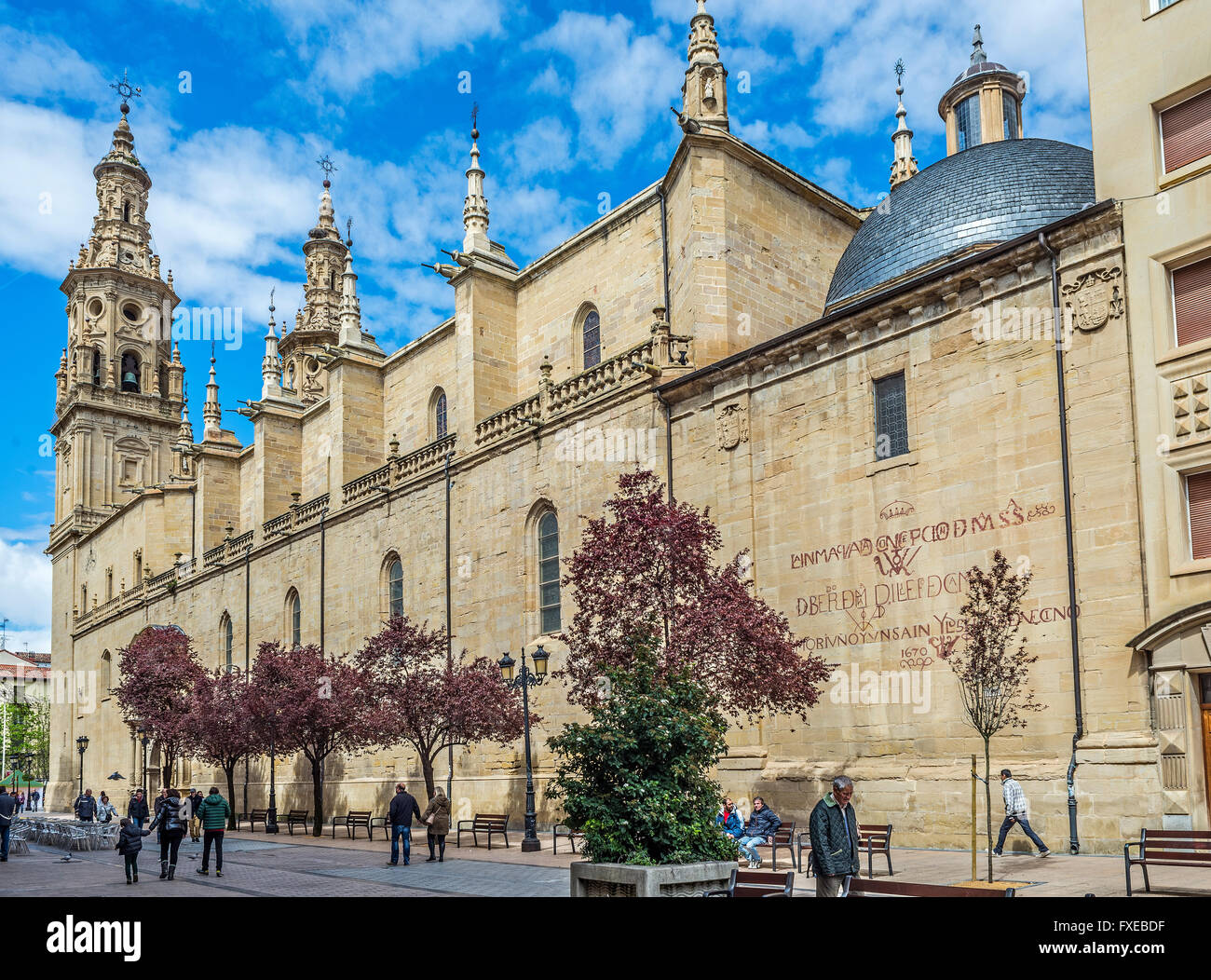 Lateral facade of Co-cathedral de Santa Maria de la Redonda in Calle ...
