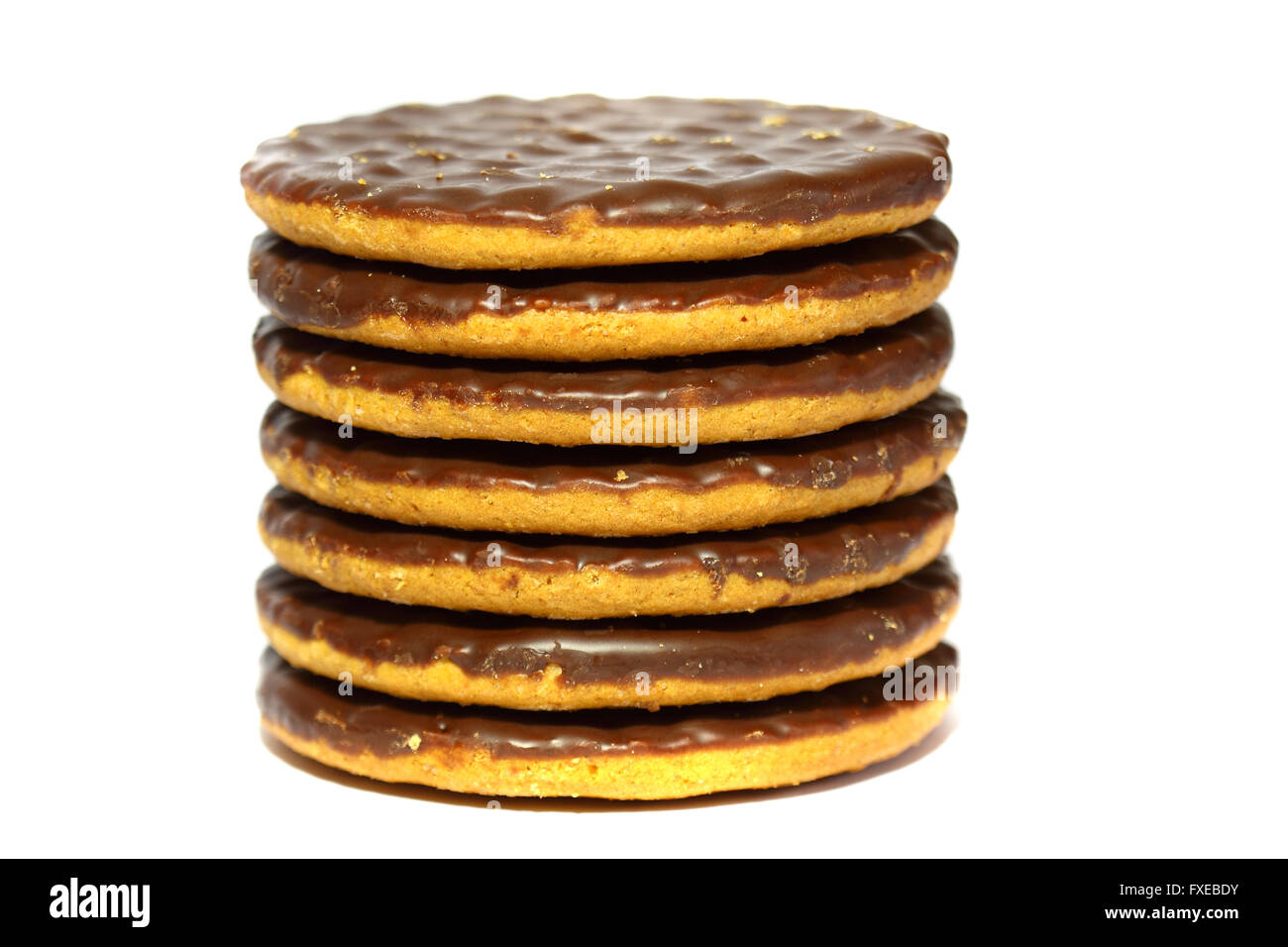 Chocolate biscuits stacked isolated Stock Photo - Alamy