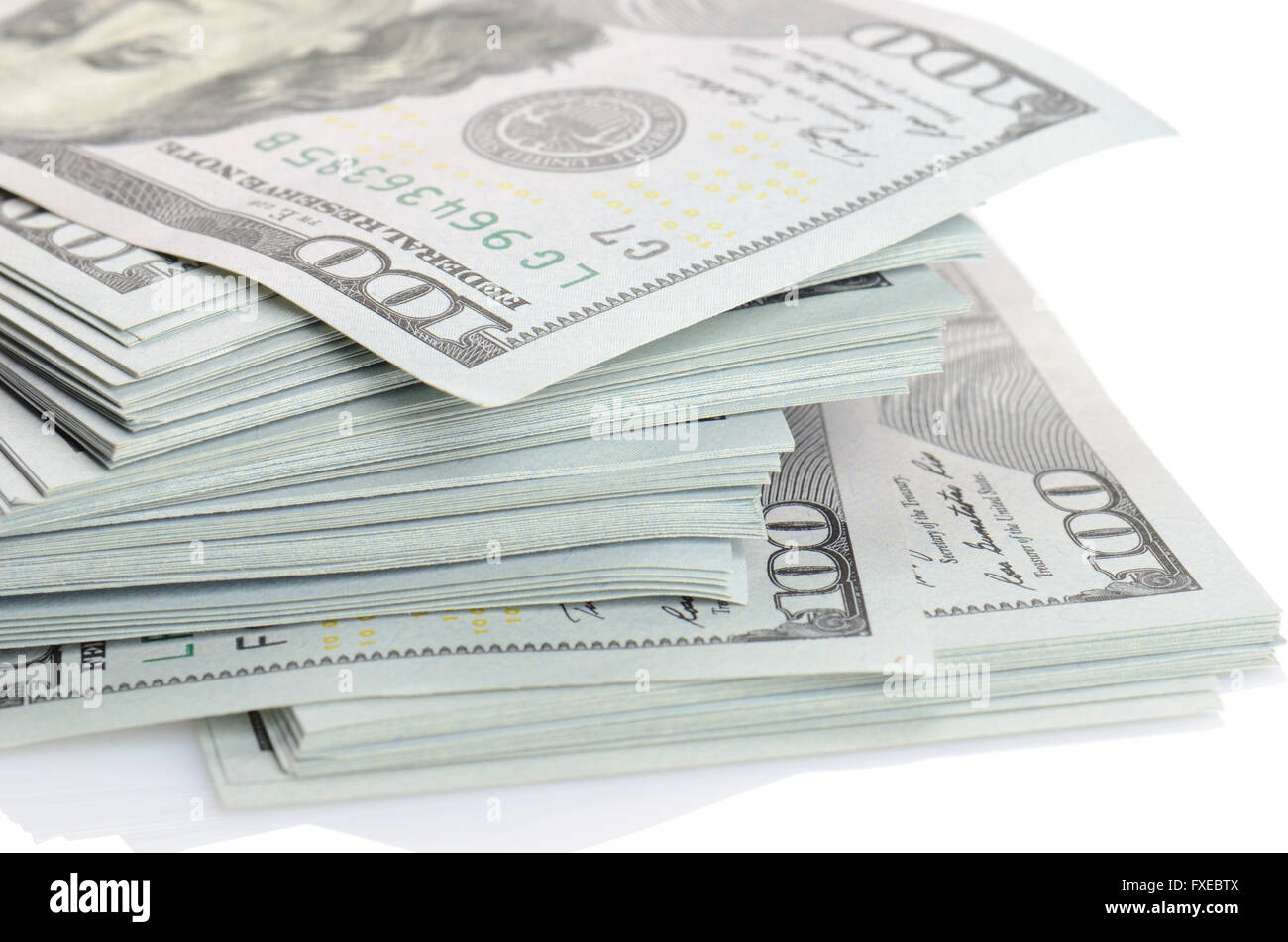 close up bundle of hundred dollars bank notes Stock Photo - Alamy
