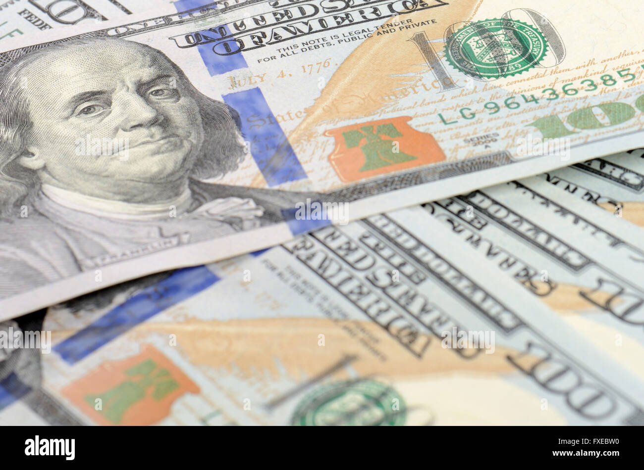 close up hundred dollars bank notes background Stock Photo - Alamy