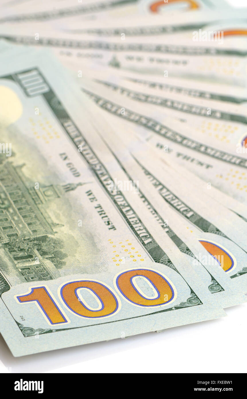 close up hundred dollars bank notes background Stock Photo - Alamy