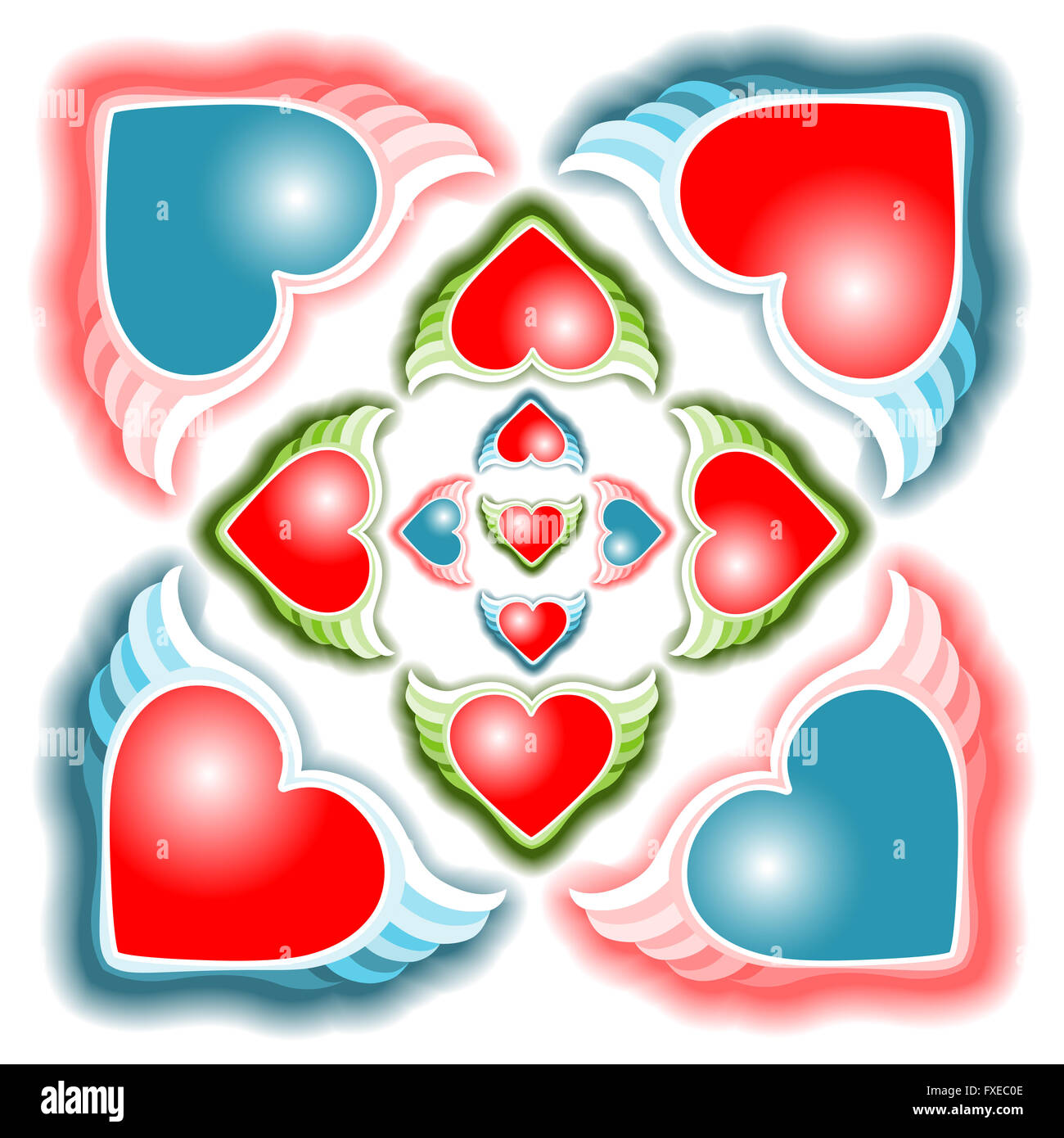 collection of decorative elements. Hand drawn set of heart shaped ...