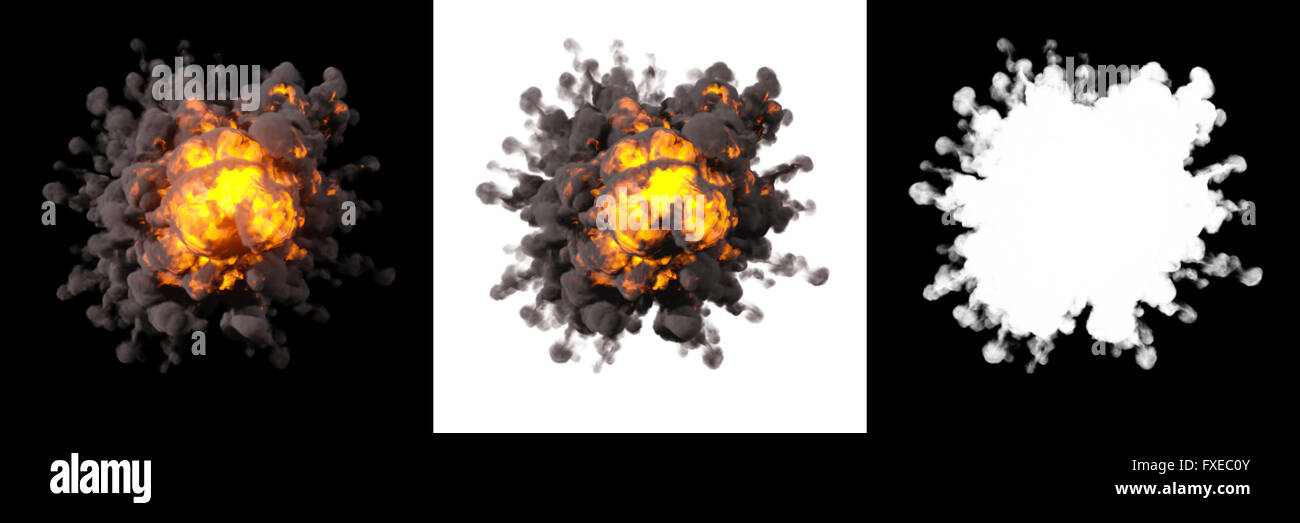 Fire explosions isolated set on white and black background Stock Photo ...