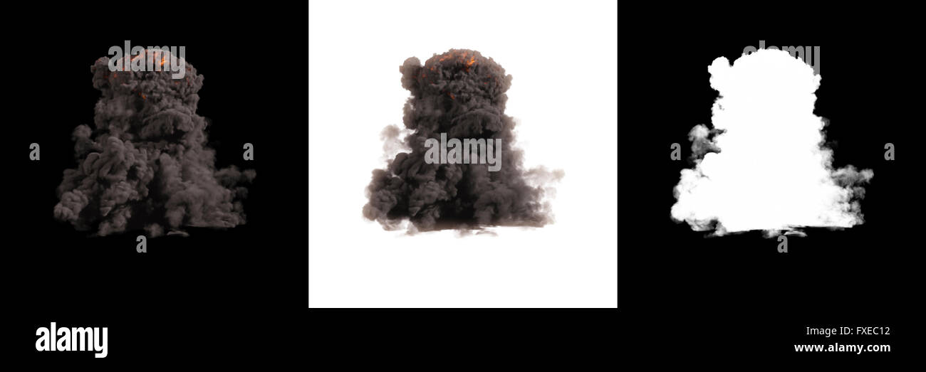 Fire explosions isolated set on white and black background Stock Photo ...