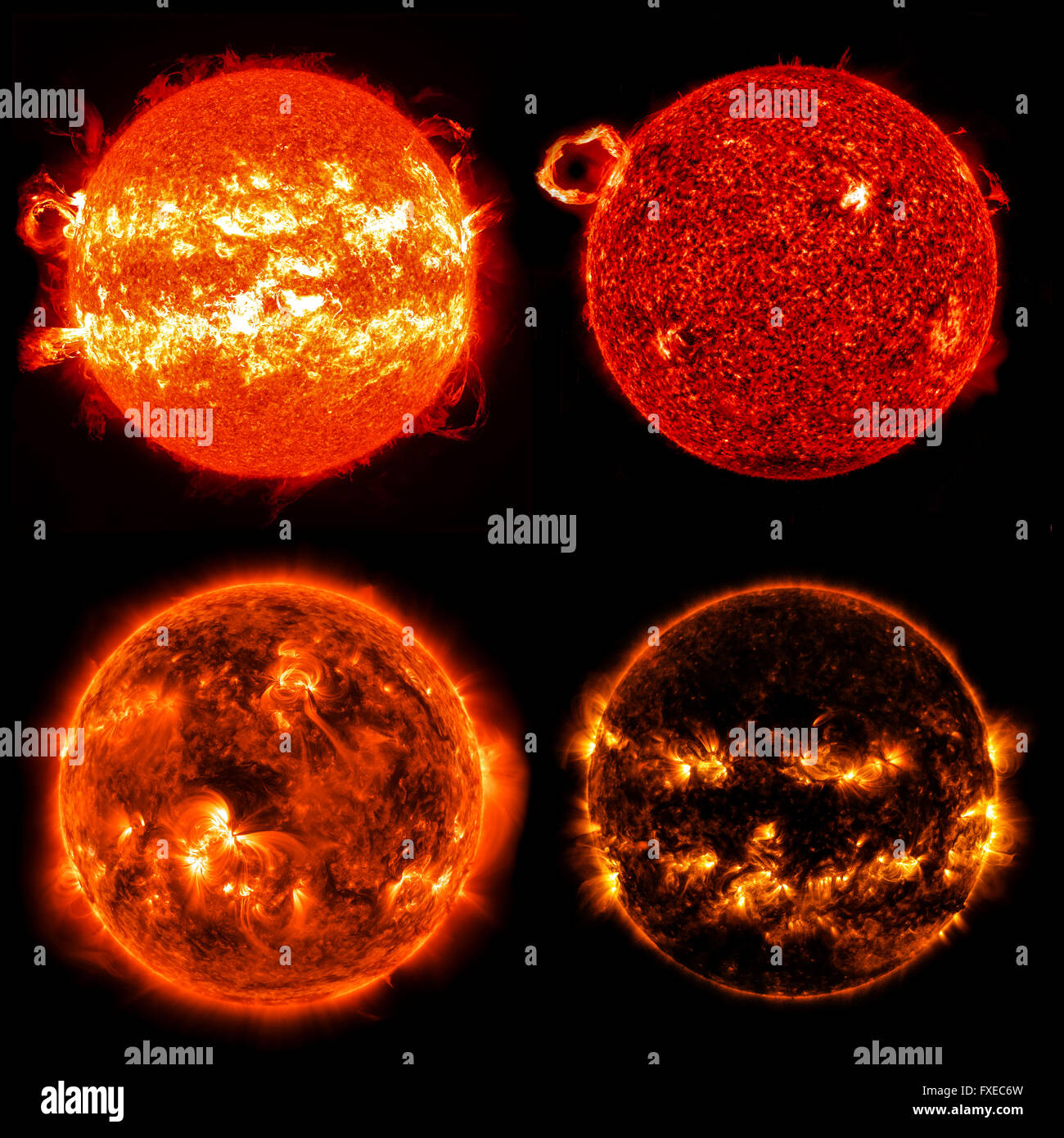 Set of sun views in outer space. Elements of this image furnished by ...