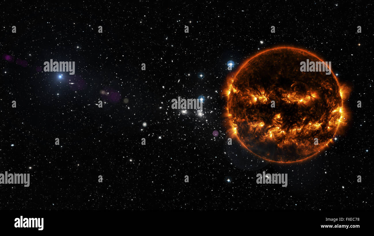 View of sun in outer space in a star field. Elements of this image ...