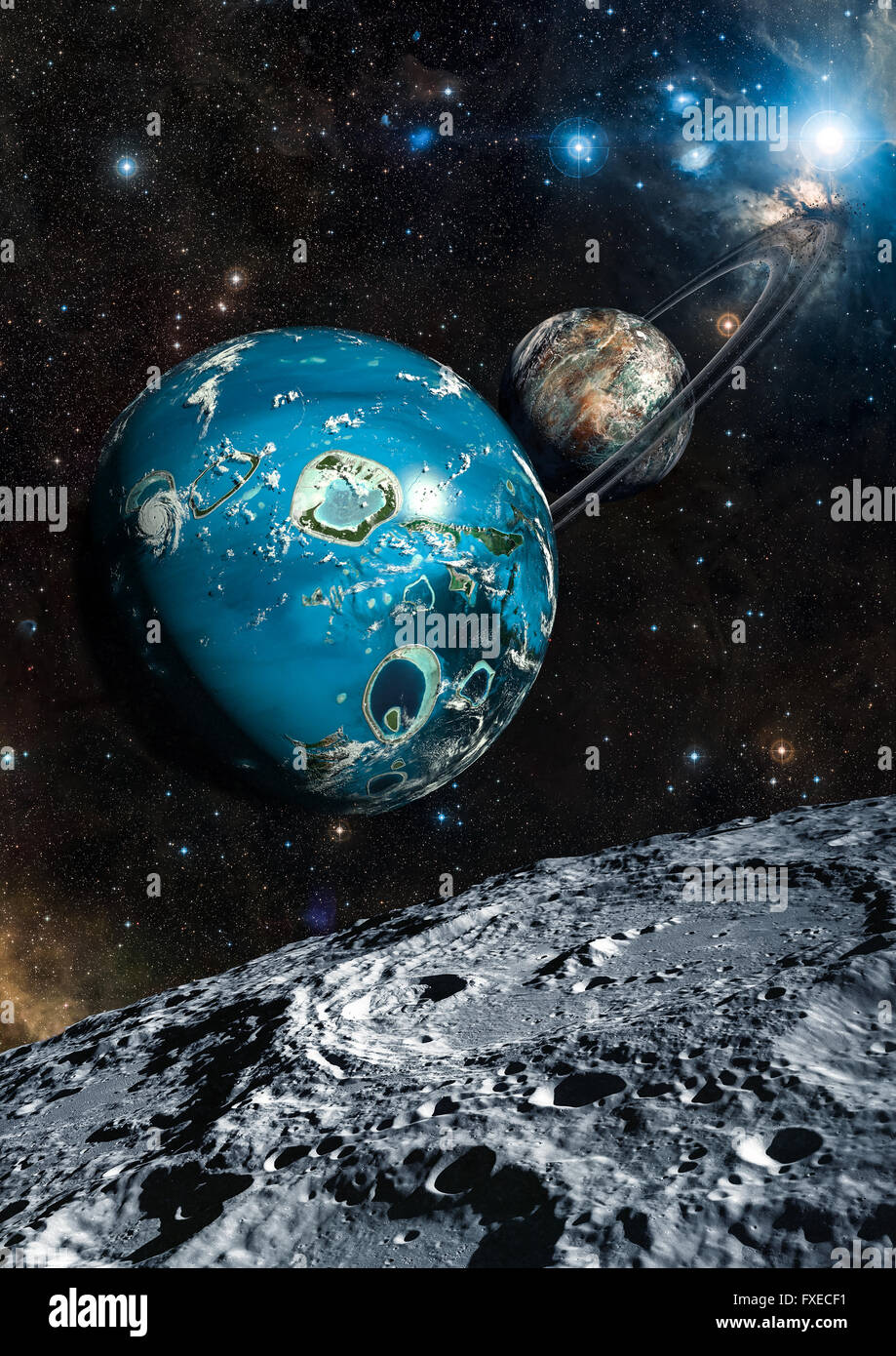 Fantasy Alien Exo Planet isolated galaxy space Stock Photo - Alamy