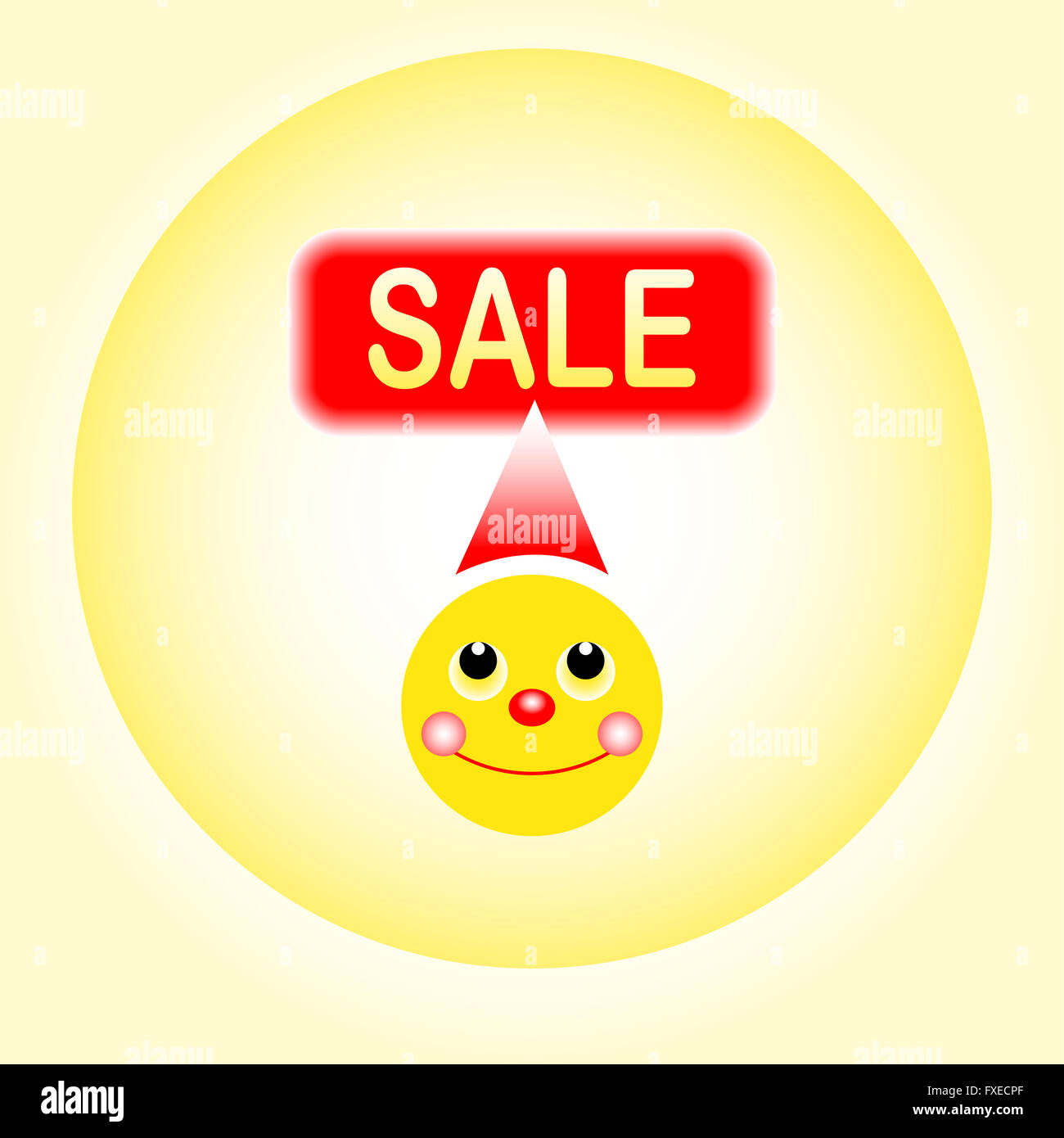 sale smiley on yellow background vektor illustration Stock Photo - Alamy