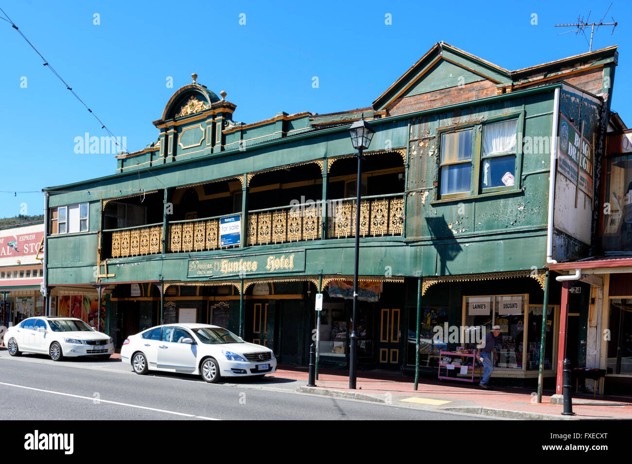 The Historic Hunters Hotel, built circa 1898, Queenstown, Tasmania, TAS ...