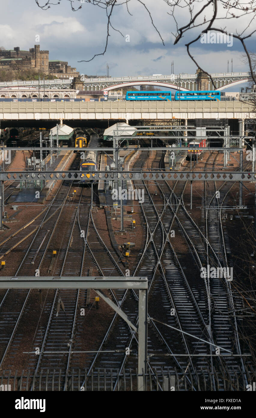 Rail lines into Waverley train station, Edinburgh,Scotland,UK Stock ...