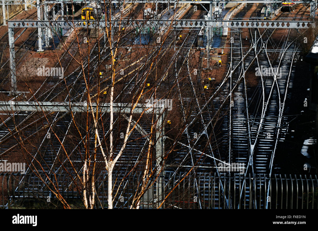 Rail lines into Waverley train station, Edinburgh,Scotland,UK Stock ...