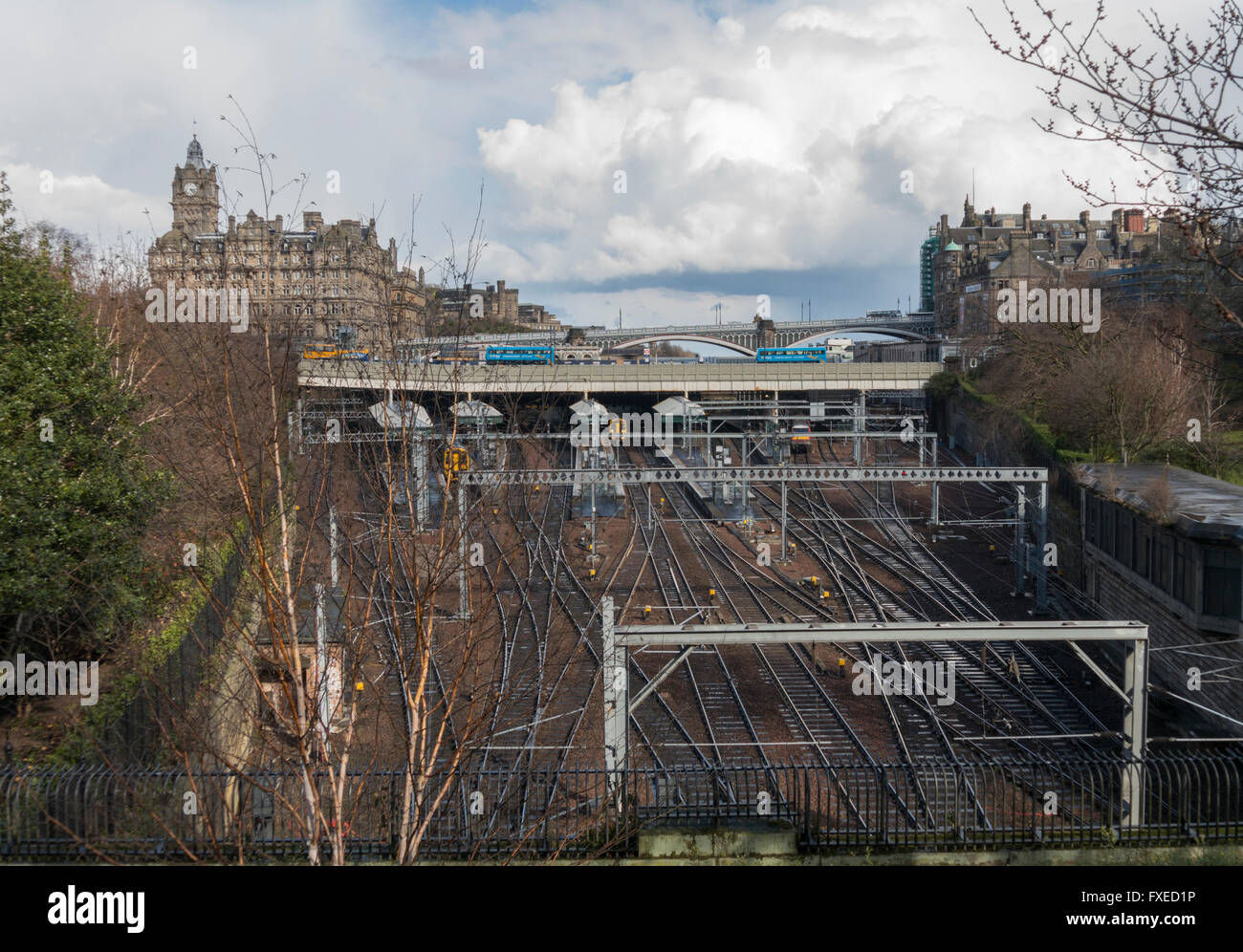 Rail lines into Waverley train station, Edinburgh,Scotland,UK Stock ...