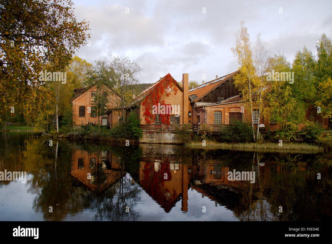 Old red brick buildings by Akerselva river in Oslo, Norway Stock Photo ...