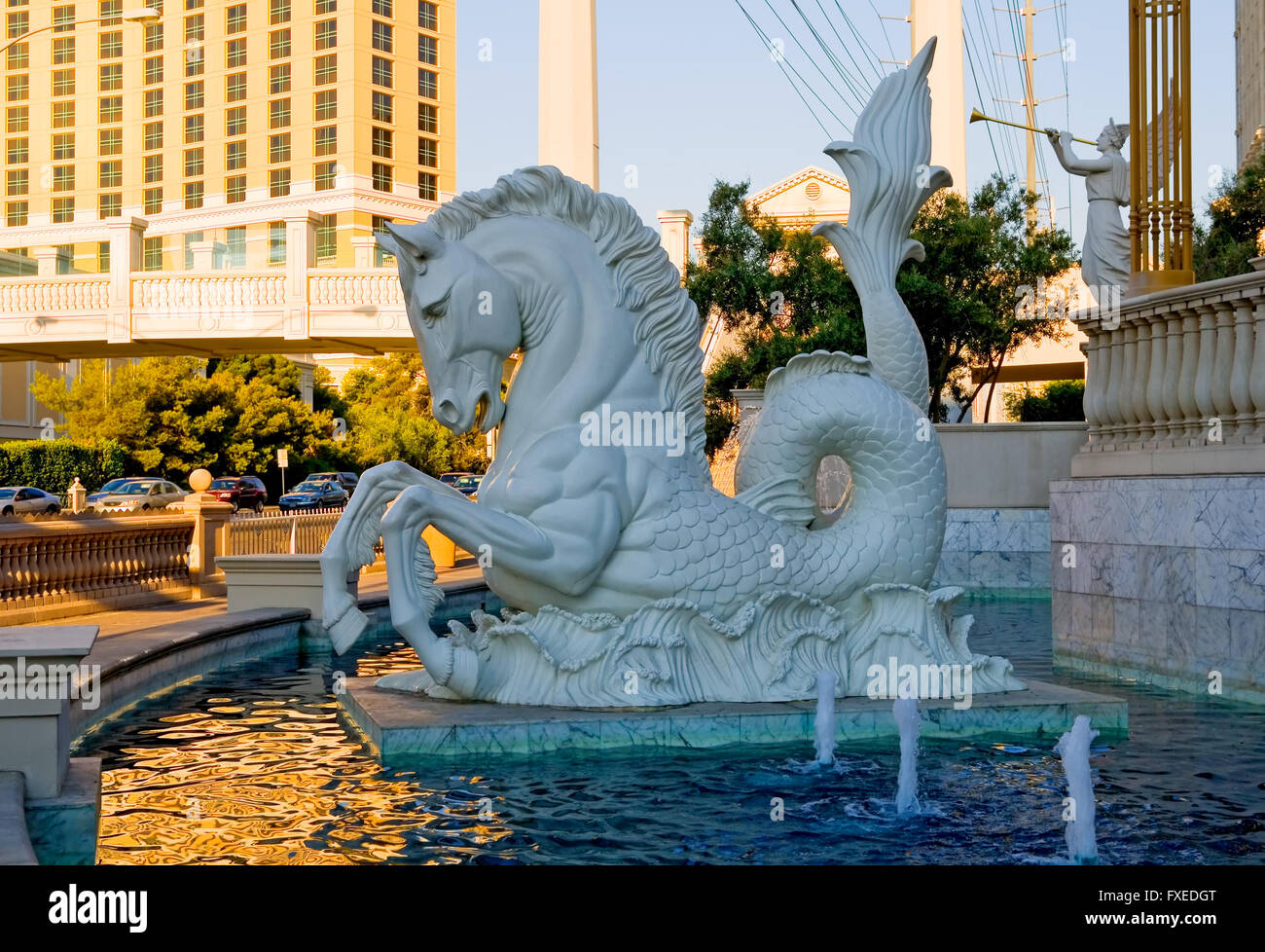 Horse statue on strip in Las Vegas at sunset Stock Photo - Alamy