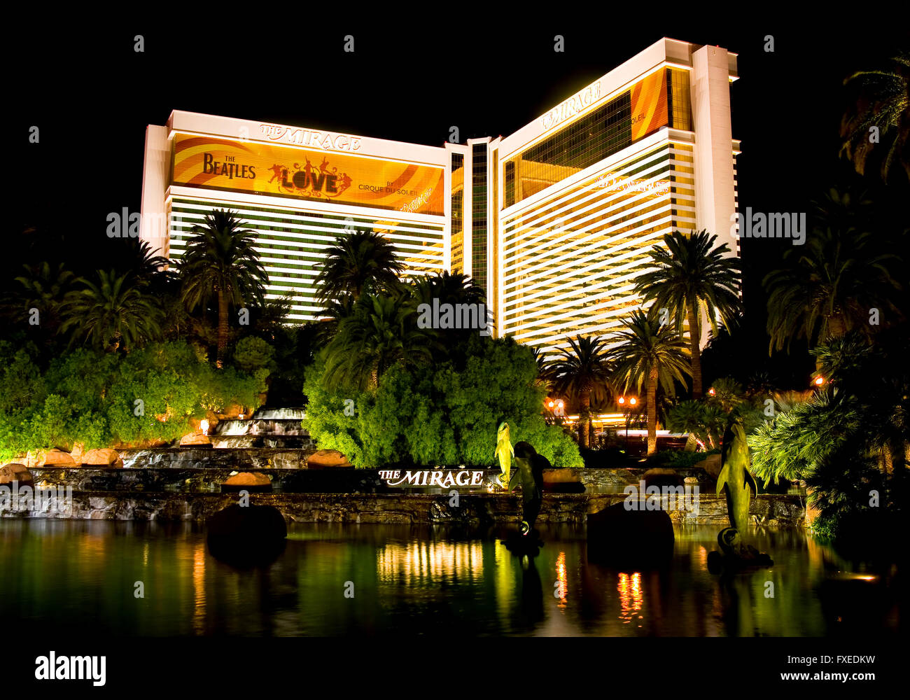 The Mirage Hotel and Casino at night Stock Photo - Alamy