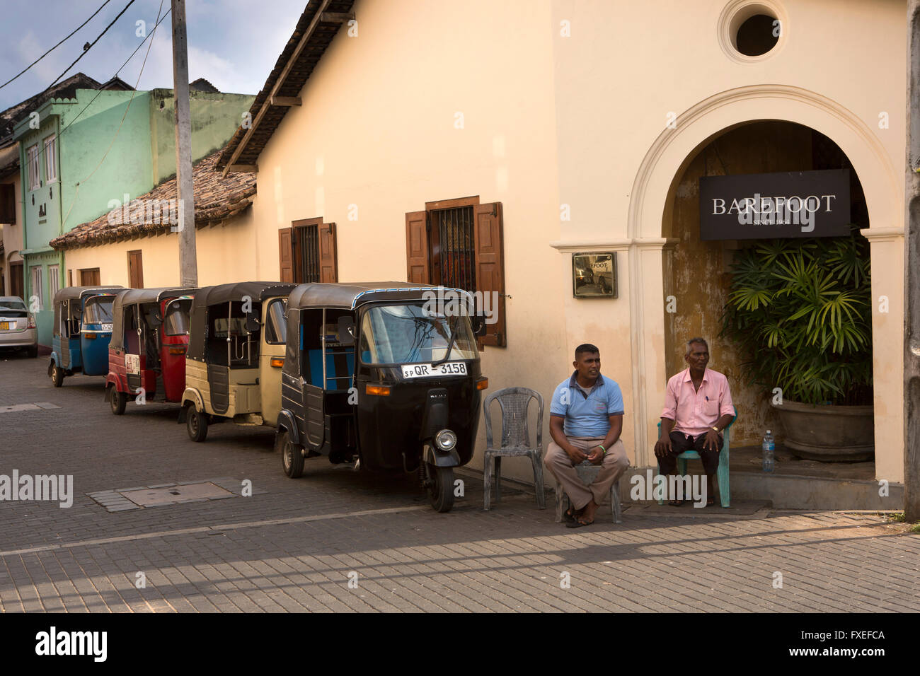 Sri Lanka, Galle Fort, Church Street, auto rickshaws (tuk-tuks) outside ...