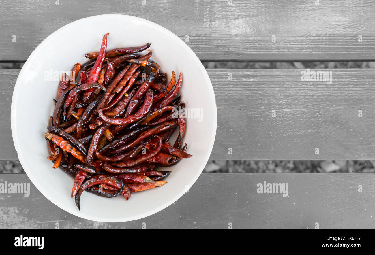 dry chilli roast in oil on white bowl Stock Photo - Alamy