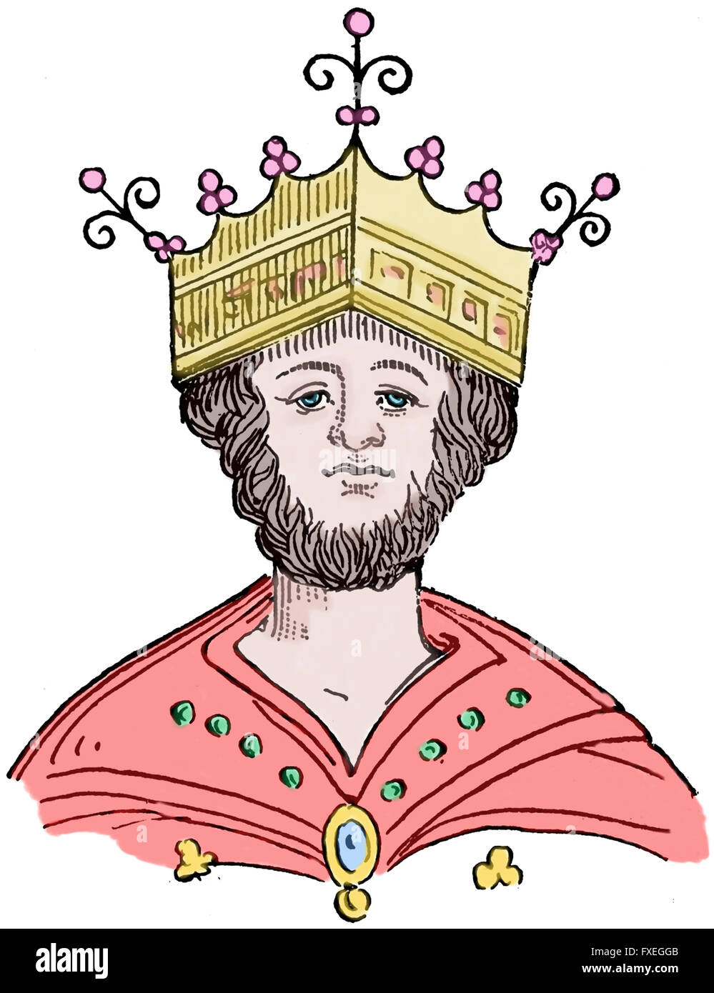 Edgar I (943-975). King of England from 959-975. Engraving. Color Stock ...