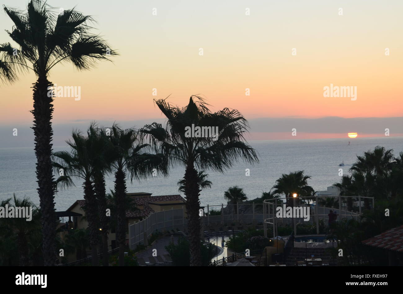 Sunset at Beach Resort Cabo San Lucas Mexico Stock Photo - Alamy