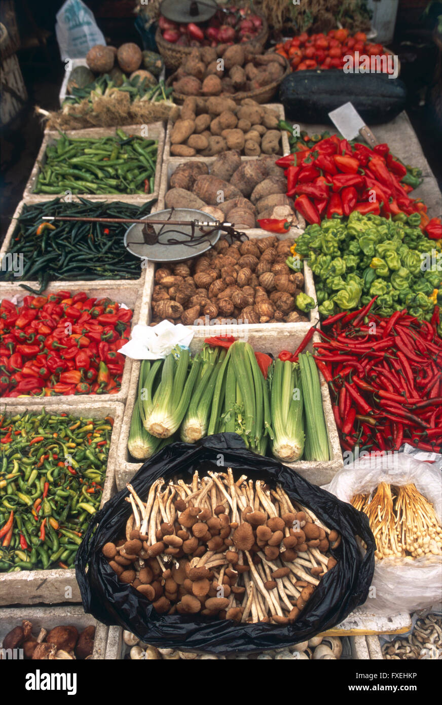 China, assorted fresh vegetables on display in a market stall Stock ...