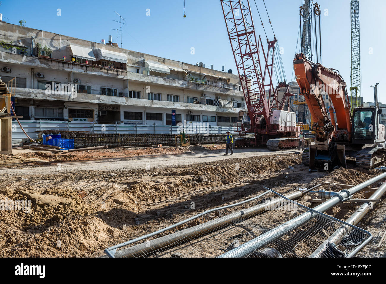 Red Line Allenby Station Light Rail Construction Worksite in Tel Aviv ...