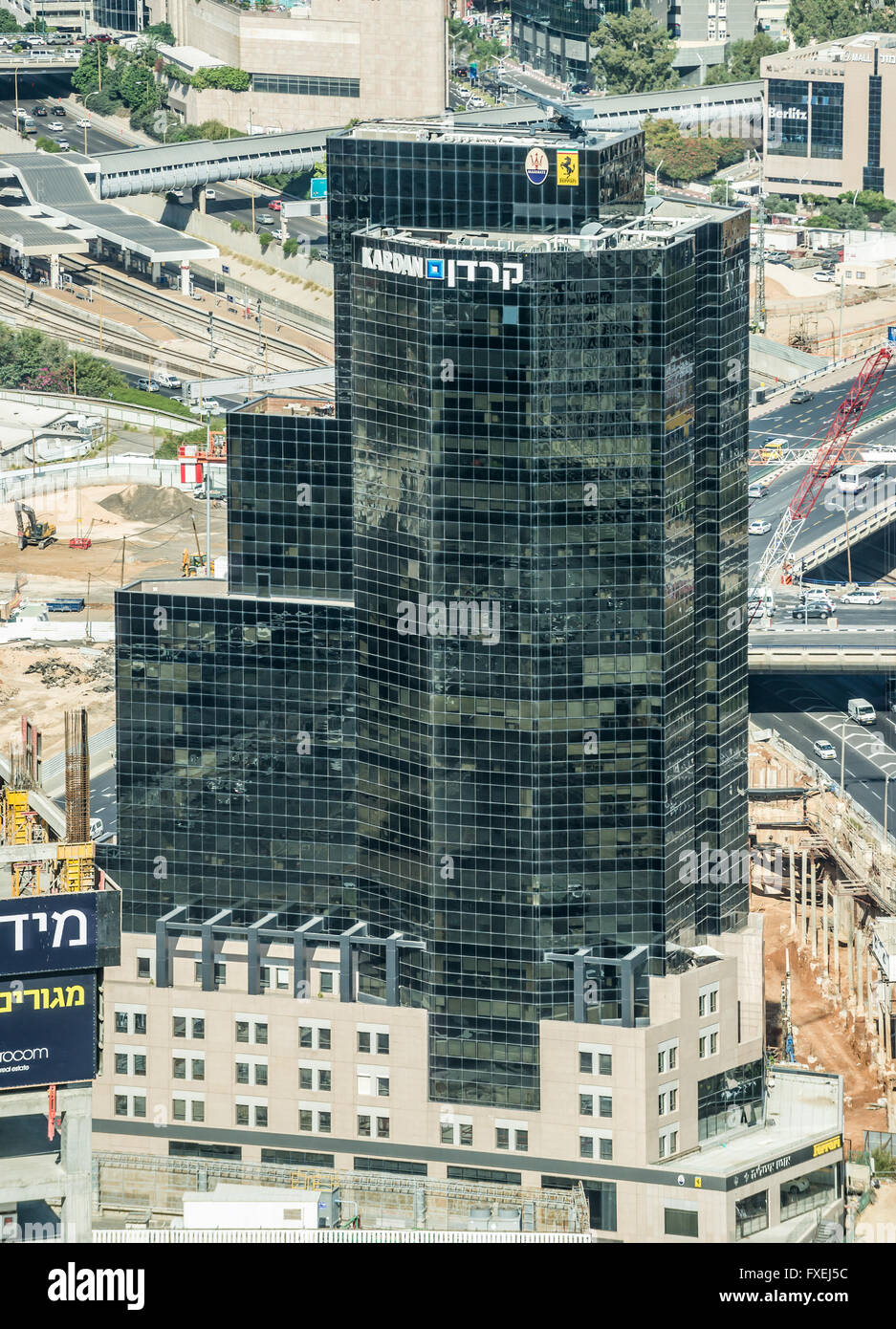 Tel Aviv city in Israel. Aerial view from observation deck in Azrieli ...